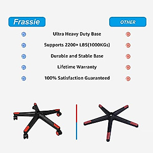 Frassie 28 inch Nylon Gaming Chair Base Replacement with 5 Casters, Heavy Duty Office Chair Base Part