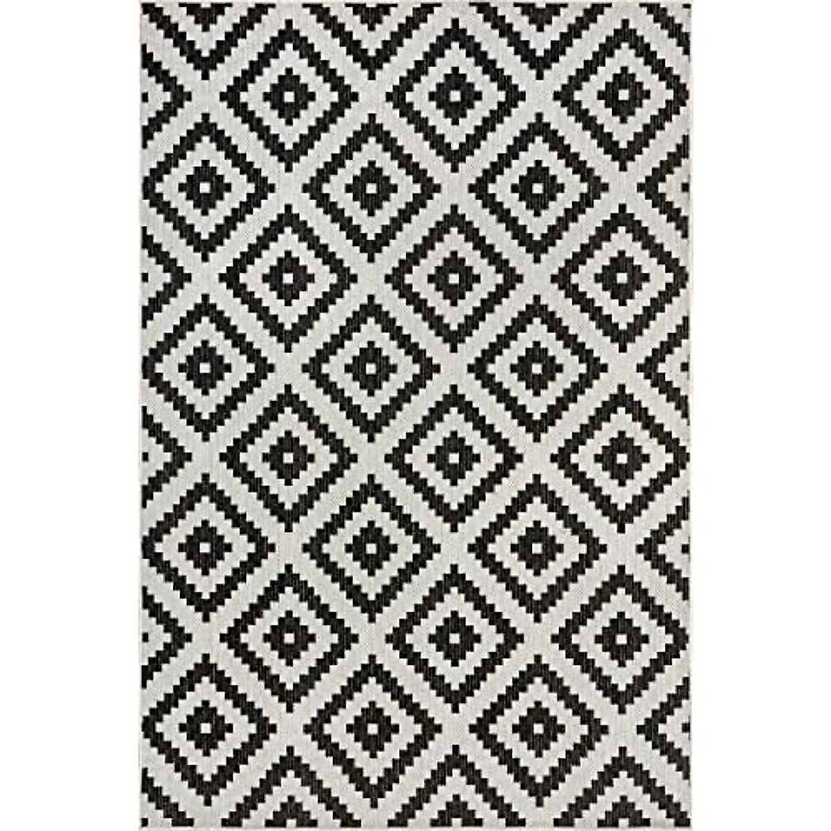 nuLOOM Darrow Moroccan Diamond Indoor/Outdoor Area Rug, 5' x 8', Black and White