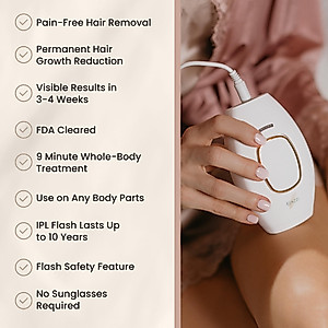 Kenzzi IPL Hair Removal Handset for Women & Men: Pain-Free & Long-lasting Solution for Body & Face Hair Removal, An Alternative to Salon Laser Hair Removal Treatments, Permanent Results