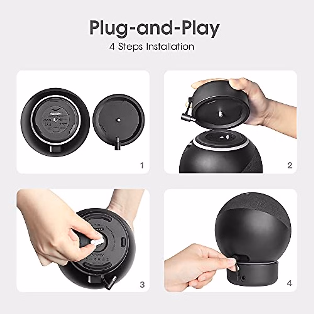 GGMM E4 Battery Base for 4th Generation, Work with Smart Speaker 4th Gen with Premium Sound, Make 4th Gen Portable, 10000 Battery Capacity Rechargeable Battery Stand, Black (Not Include The Speaker)
