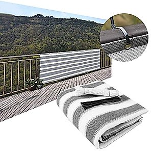 ALBN Sun Shade Mesh, Stripe Privacy Screen Weatherproof with Metal Hole for Balcony Patio Fences Privacy Protection Hood, 51 Sizes (Color : Gray White, Size : 150x700cm)