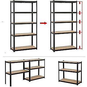 Garage Storage Shelves, 5-Tier Adjustable Metal Shelves for Storage, Shelving Unit Utility Rack Shelves for Warehouse Pantry Closet Kitchen, Organization Multipurpose Shelf, 29"L x 12" D x 66" H