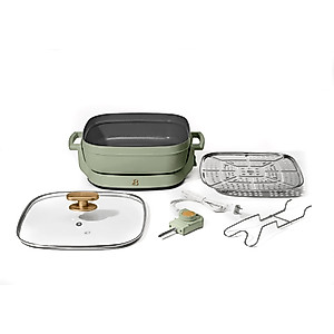 5-in-1 Electric Expandable Skillet, Sage Green by Drew Barrymore, Up to 7 QT