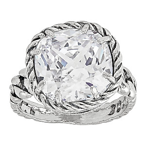 Silpada 'Braided Brilliance' Cubic Zirconia Cocktail Ring in Sterling Silver, Size 6, Size 6