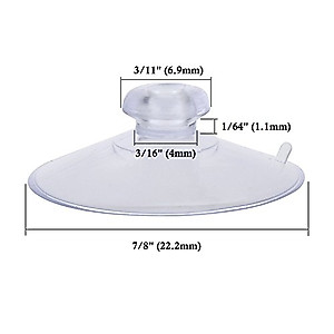 20 Pack Clear Plastic Strong Suction Cup with Removable Hook (7/8" (22.22mm) Diameter)