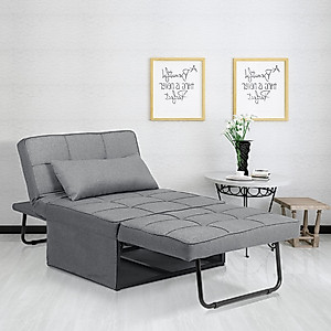 Ainfox Sofa Bed, 4 in-1 Sleeper Chair Bed Multi-Function Folding Convertible Couch Chair Ottoman Bed for Apartment, Small Space (Sky Gray)