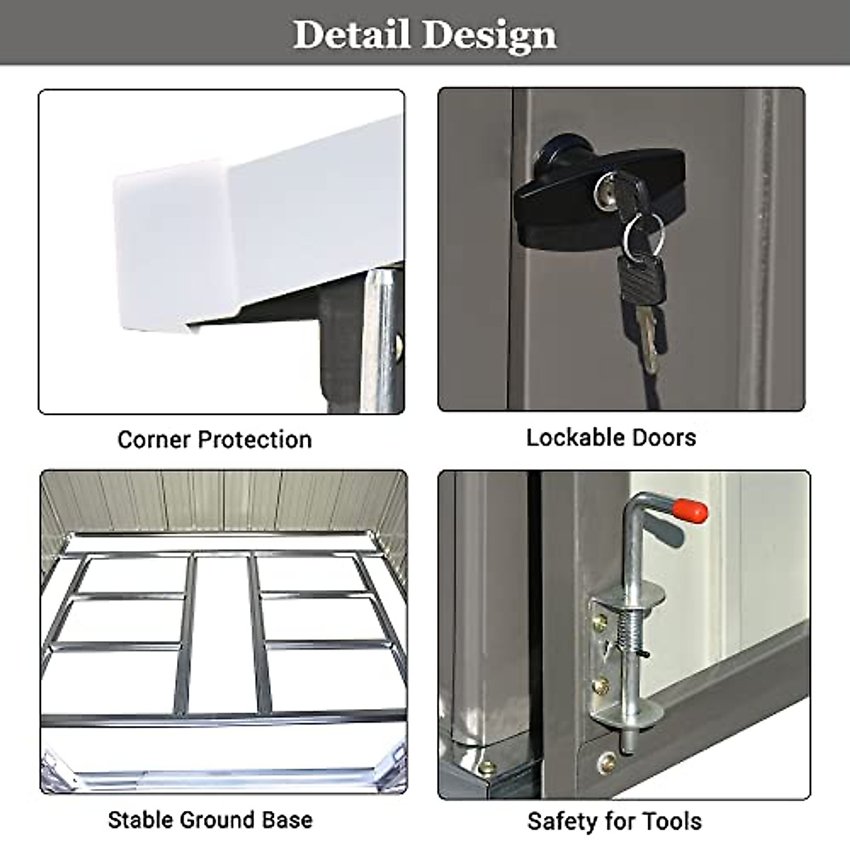 Outdoor Storage Sheds - 8x6Ft Large Metal Garden Patio Sheds for Bike and Tools with Lockable Doors