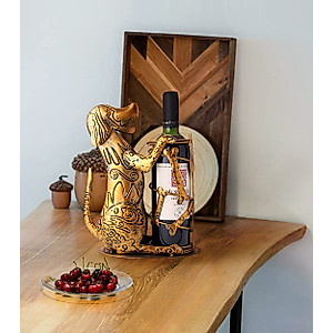 Dorlotou Gold Wine Holder Metal Dog Shaped Wine Rack for Home Dinning Tabletop Decoration Gifts