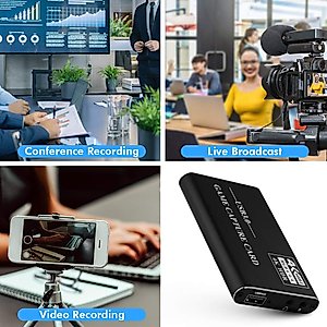 Wiistar USB Video Capture Card 1080P60FPS HDMI to USB 3.0 Audio Video Capture Device with 3.5mm Audio Out and MIC Support HDMI Loopout Game Recorder for PS4 Live Streaming
