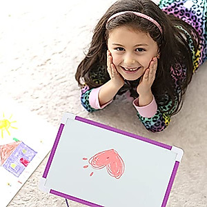 Operitacx Small Dry Erase Whiteboard, Magnetic White Board with Marker, Magnetic Hanging Whiteboard, Portable Mini Double Sided White Board for Drawing, Memo Board (Purple)