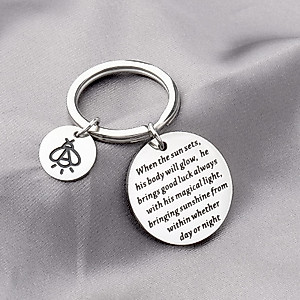 TIIMG Firefly Charm Keychain Firefly Lover Gift Inspirational Gifts Firelfly Good Luck Gift (When the sun sets)