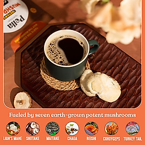 Organic Mushroom Instant Coffee (60 Servings) with 7 Superfood Mushrooms, Great Tasting, Includes Lion's Mane, Reishi, Chaga, Cordyceps, Shiitake, Maitake, and Turkey Tail