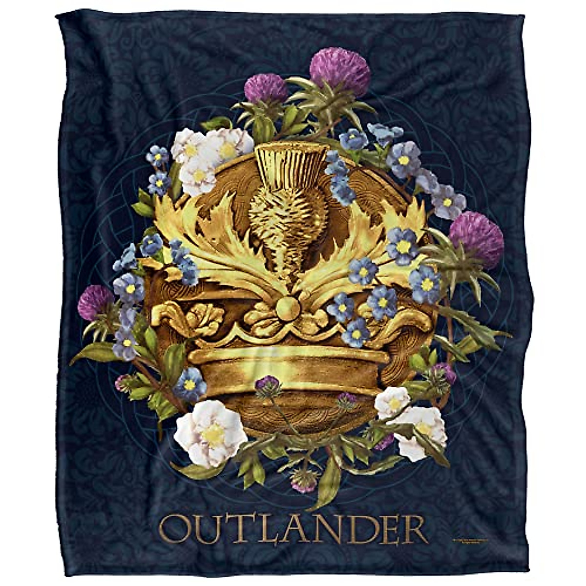 Outlander Blanket, 36"x58" Floral Emblem Silky Touch Super Soft Throw Blanket