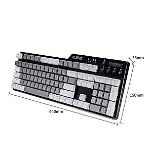 AK35I Wired Full-Size Mechanical Gaming Keyboard with Blue Switches, White-Grey Matching PBT Keycaps, Anti-Ghosting Multimedia Keys Roller, White Backlit, Programmable Macro, Aluminum Black
