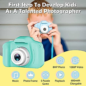 Kids Camera, Digital Camera for Kids Age 3-8, Toddler Toys Christmas Birthday Gifts for Boys and Girls, 2.0 inch IPS Screen Portable Children Toy Camera with 32G SD Card, Perfect Small Size (Green)