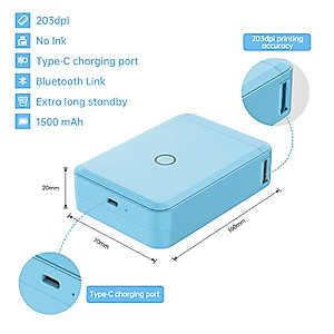 NIIMBOT D110 Label Maker Machine with Tape, Small Thermal Sticker Printer with 0.59''x1.18'' Labels, Portable Bluetooth Connection, Blue