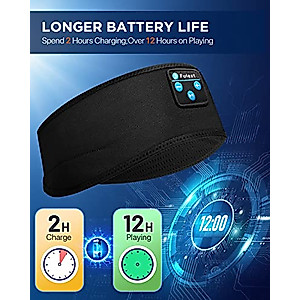 Perytong Sleep Headphones Bluetooth Headband Wireless Sports Headphones Headband, Long Playtime Lightweight Headphones Hi-Fi Stereo Ergonomic ASMR Sleep Headphone Cool Gadget Gift for Men Women Black