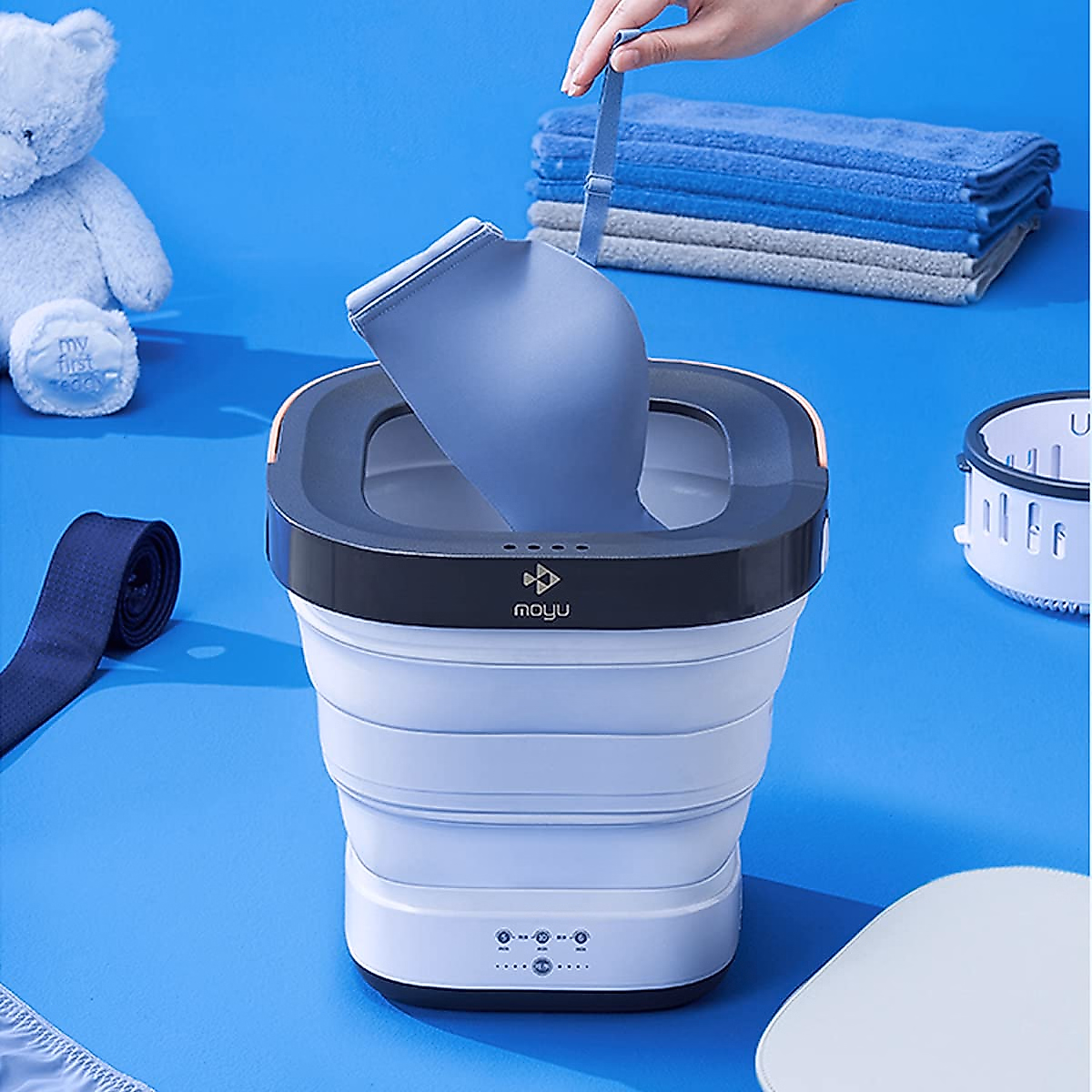 GENESIX Portable Washing Machine Folding Mini Washer For Small Items Of Clothing Like Baby Clothes Underwear Bra Sock (White), GENESIX003