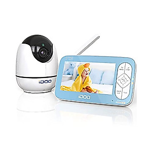 iDOO Baby Monitor, Baby Monitor with Camera and Audio 720P, Baby Monitor no WiFi with Night Vision, 5" HD Display, Remote Pan-Tilt-Zoom, 900 ft Long Range, Two-Way Talk, Room Temperature, Lullabies