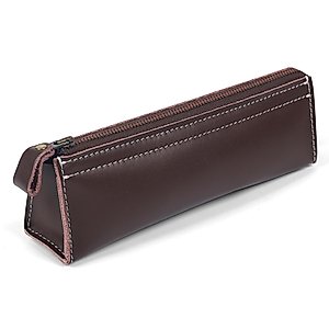 Asspring Genuine Leather Pencil Case Pouch Zipper Pencil Pouch,Stationery Bag Organizer,Makeup Cosmetic Pouch Women Men Adults