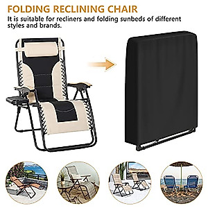 Kovshuiwe Outdoor Zero Gravity Folding Chair Cover Waterproof 2PCS, Folding Chair Storage Covers All Weather, Dustproof 420D Oxford Anti Zero Gravity Chair Cover with Storage Bag, Black