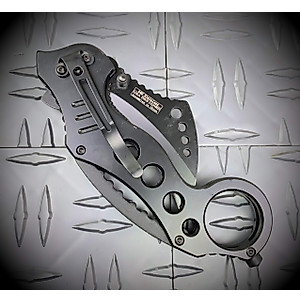 7.5" Black Falcon Claw Full Metal Pocket Folding Knife. Stainless Steel Blade. For Compaing, fishing, Outdoor Use and EDC (Black)