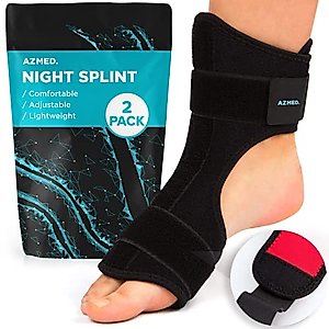 AZMED Plantar Fasciitis Night Splint for Men, Women | Compression Foot Sleeve for Heel, Ankle & Achilles Tendonitis | Adjustable Arch Support Foot Brace for Pain Relief | Light, Breathable