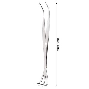 ZPSHYD 2-in-1 Bonsai Root Rake, Stainless Steel Root Rake Bonsai Tweezers Soil Farming Tool with Ergonomical Handle for Garden