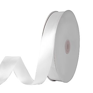 KSRIGHT 7/8 inch Double Faced White Satin Ribbon 25 Yards for Gift Wrapping,Wedding Decoration, Bows Making, Sewing, DIY Crafts