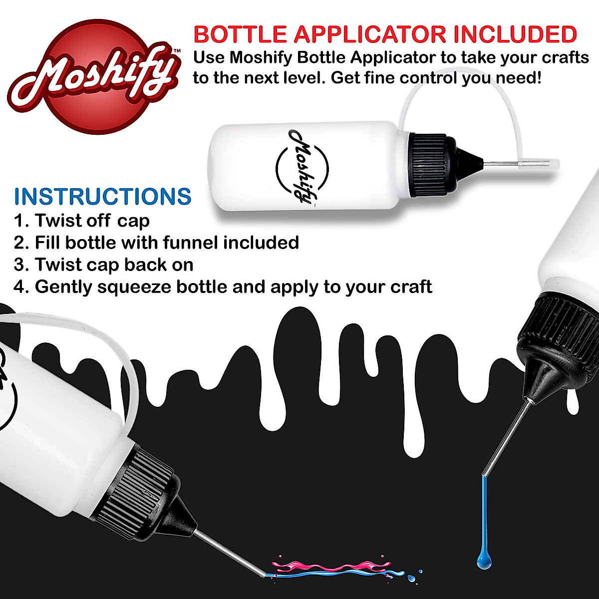 Jacquard Pinata White Alcohol Ink Made in USA - Blanco Blanco Color 4fl oz - Works Great with Resin and Yupo - Pinata Alcohol Inks - White Ink Bundled with Moshify 20 mL Applicator Bottle