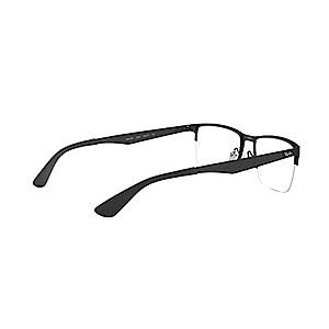 Ray-Ban RX6335 Rectangular Prescription Eyeglass Frames, Matte Black/Demo Lens, 56 mm