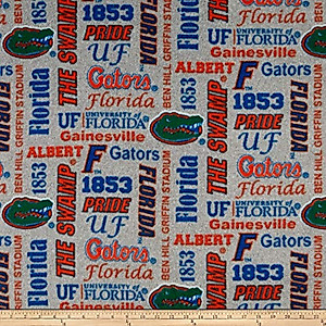 NCAA Florida Gators Fleece Heather Verbiage, Fabric by the Yard