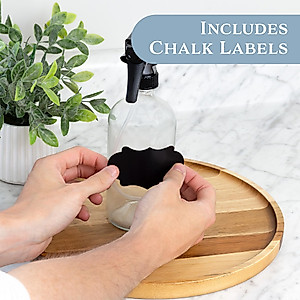 Cornucopia 16oz Clear Glass Spray Bottles (6-Pack); 3-Setting Sprayer Tops and Chalk Labels