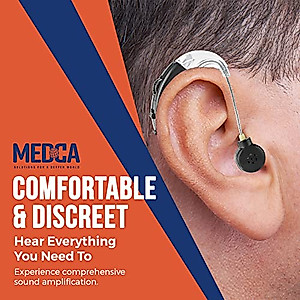 Behind The Ear Sound Amplifier - BTE Hearing Ear Amplification Device and Digital Sound Enhancer PSAD for The Hard of Hearing, Noise Reducing Feature, Black, by MEDca