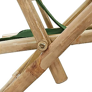 WHOPBXGAD Reclining Relaxing Chair sillas de Patio,Rocking Patio Chairs,Suitable for Patio, Beach, Picnic, Sports, Backyard, Cabana, Deck,Green Bamboo and Fabric