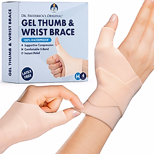 Dr. Frederick's Original Waterproof Thumb & Wrist Brace - 4pcs - Thumb Spica Splint - Hand Brace for Tendonitis, Arthritis, De Quervain’s - Fits Left or Right Hand - Women & Men - Medium