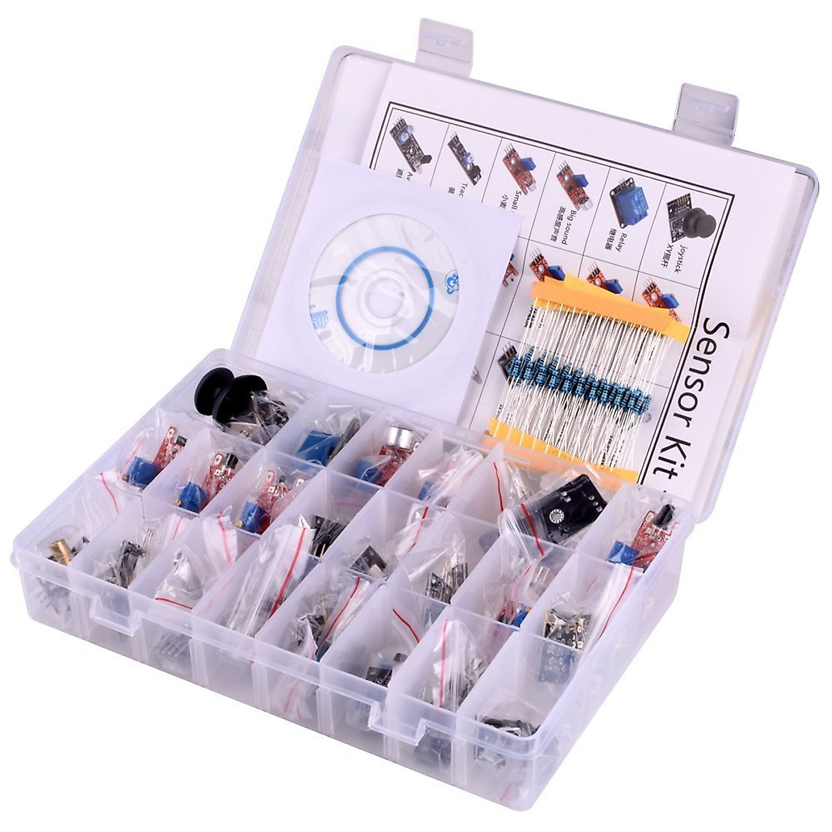 kuman Compatible For Arduino Raspberry pi Sensor kit, 37 in 1 Robot Projects Starter Kits with Tutorials Compatible for Arduino RPi 3 2 Model B B+ K5
