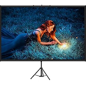VEVOR Tripod Projector Screen with Stand 100inch 16:9 4K HD Projection Screen Stand Wrinkle-Free Height Adjustable Portable Screen for Projector Indoor & Outdoor for Movie, Home Cinema, Gaming, Office