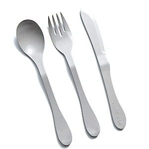KNORK Eco 24 Piece (Fork, Knife, Spoon) Plant Based CutleryBamboo Reusable Flatware Set, Gray