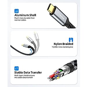 SUNGUY USB C Android Auto Cable 1FT, USB C to USB 3.1 USB 3.2 Gen2 10Gbps USB A to C Data Fast Charging Cable Compatible with Samsung Galaxy S21 S20 S10 S10E Note 20, USB C External C SSD, Pixel