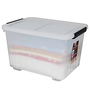 Hommp 4 Packs 30 Liter Clear Large Storage Boxes Container with Lids and Wheels