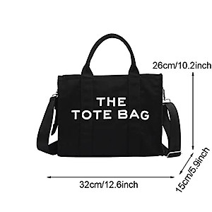 GLOD JORLEE Women's Tote Bag - Trendy Canvas Crossbody Shoulder Tote Handbags (Black)