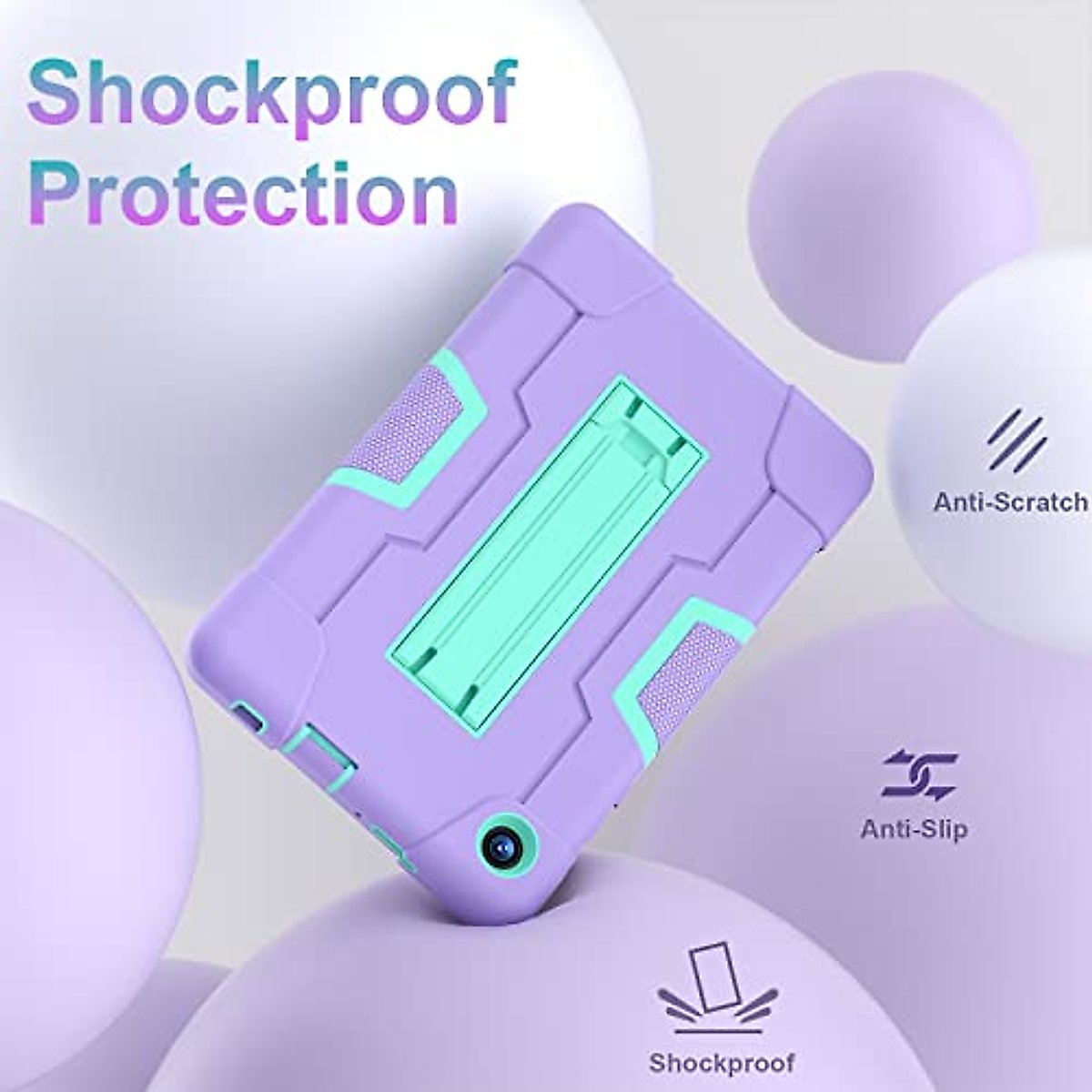 Nitupai Case for TCL Tab 8 LE (Model 9137W) / TCL Tab 8 WiFi (Model 9132X) 2023 Release, Heavy Duty Shockproof Silicone Case with Kickstand for TCL Tab 8 LE Case for Kids, Purple