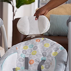 Ingenuity 5-Speed Portable Baby Swing with Music, Nature Sounds & Battery-Saving Technology - Hugs & Hoots, Swing 'n Go, 0-9 Months