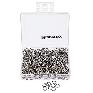 Shapenty 1000PCS Nickel Plated Iron Open Jump Rings Connectors Bulk for DIY Craft Earring Necklace Bracelet Pendant Choker Jewelry Making Findings and Key Ring Chain Accessories (Nickel, 5mm)