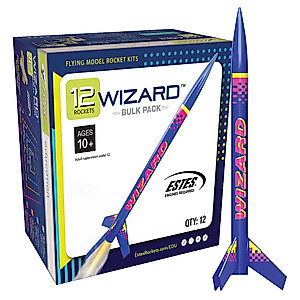 Estes - 1754 Wizard Flying Model Rocket Bulk Pack (Pack of 12) | Intermediate Rocket Kit | Step-by-Step Instructions | Science Education Kits | Great for Teachers, Youth Group Leaders and Birthdays
