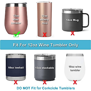 12oz Wine Tumbler Lid, 2 Pack Tumbler Replacement Lids, Inner Diameter 2.9 Inch, Spill Proof Tumbler Covers for 12oz Stainless Steel Travel Coffee Mug and Cup Accessories, White