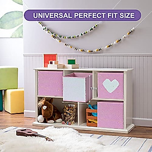 ELUCHANG Sequin Cube Storage Bins Organizer Container Foldable Fabric Closet Organizer Boxes Baskets for Shelves,Toys,Bedroom(4PCS,Pink)