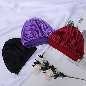 LADES Kids Hair Satin Bonnet for Sleeping, 3 Pieces Soft Toddler Satin Bonnet Sleeping Cap for Girls Curly Hair Gifts Multicolored