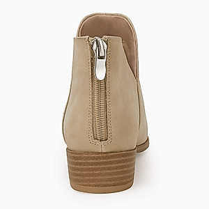 FISACE Girls Pointed Toe V Cut Low Heel Ankle Boots Slip On Back Zip Faux Leather Booties 2 Little Kid